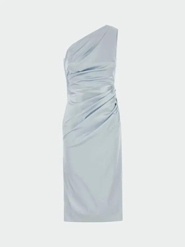 Dolce & Gabbana One-shoulder Satin Sheath Dress - Dust