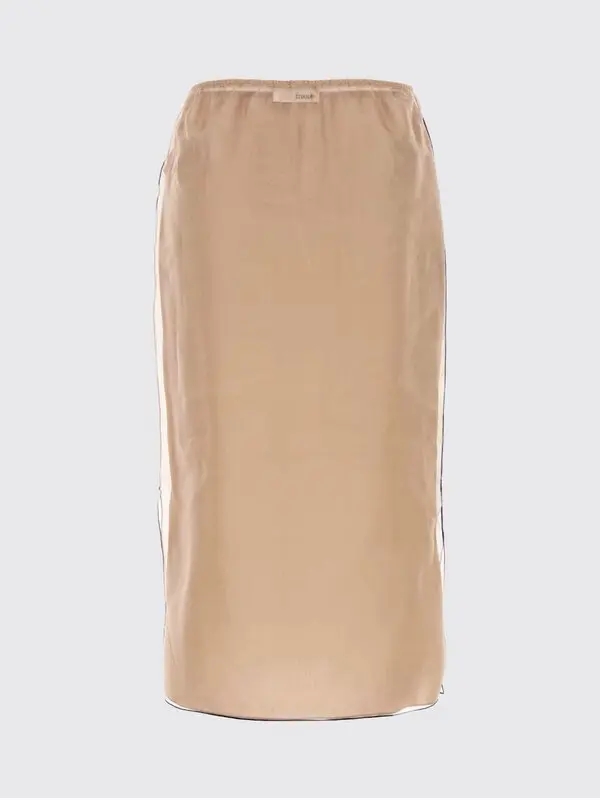 Khaite Midi Skirt With Contrast Piping - Beige