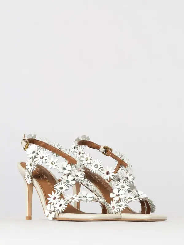 Kurt Geiger Calf Leather Floral Embellished Stiletto Sandals