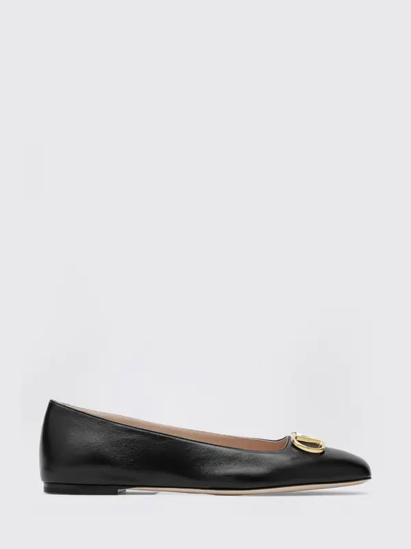Valentino Garavani Vlogo Signature Leather Ballerinas - Black