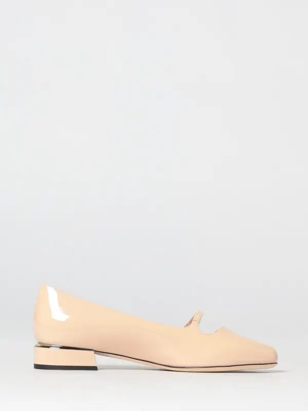 JIMMY CHOO Elisa Patent Leather Mary Jane Ballerinas With Pearl Embellishment