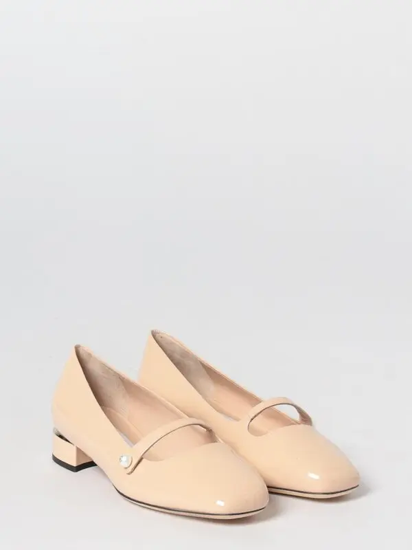 JIMMY CHOO Elisa Patent Leather Mary Jane Ballerinas With Pearl Embellishment