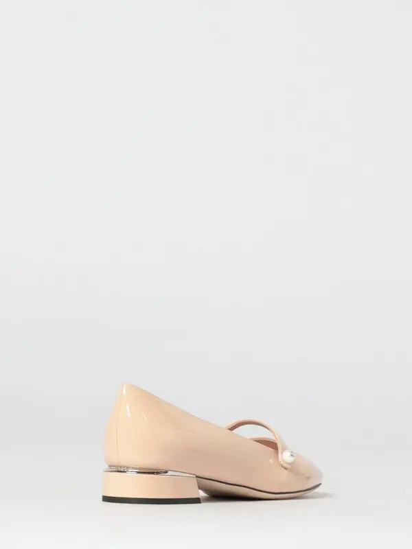 JIMMY CHOO Elisa Patent Leather Mary Jane Ballerinas With Pearl Embellishment