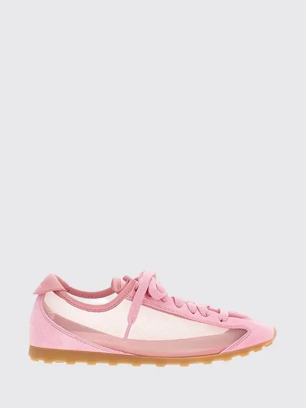 Jacquemus Les Tennis Sneakers In Lamb Leather, Suede, And Nylon Mesh - Pink