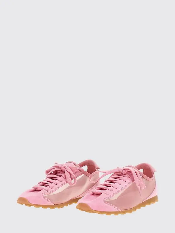 Jacquemus Les Tennis Sneakers In Lamb Leather, Suede, And Nylon Mesh - Pink