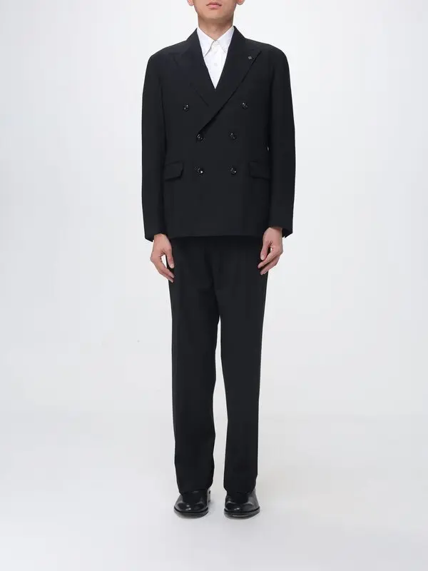 Tagliatore Double-breasted Virgin Wool Blend Suit - Black