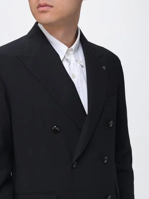 Tagliatore Double-breasted Virgin Wool Blend Suit - Black