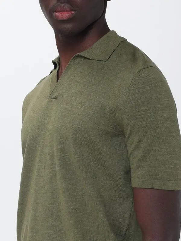 BROOKSFIELD Textured Knit Polo Shirt - Military
