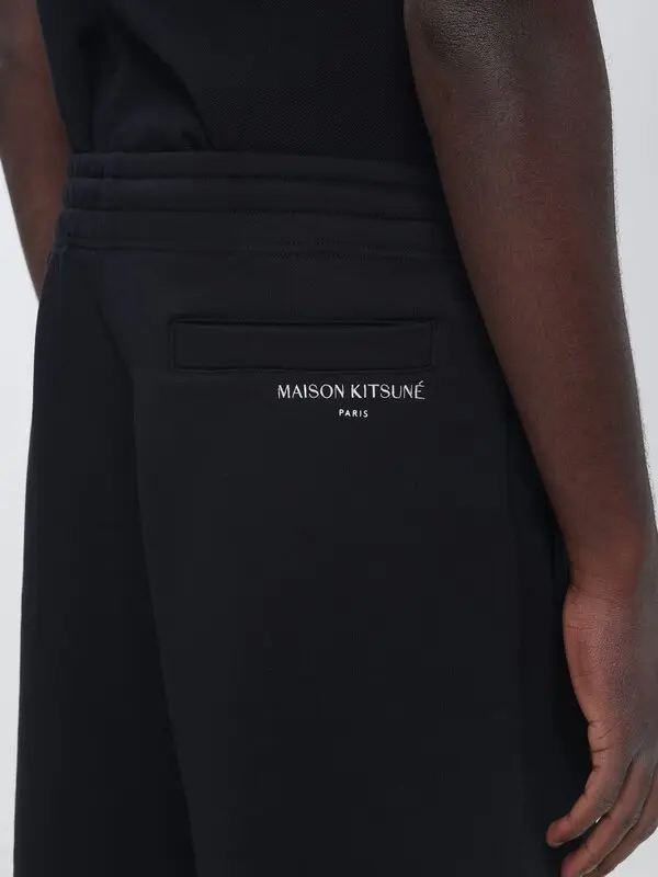 Maison Kitsuné Logo Embroidered Drawstring Shorts - Black