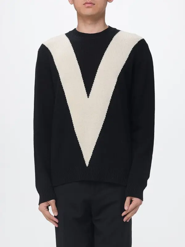 Valentino Garavani Virgin Wool Crew Neck Sweater With Vlogo Signature Monogram - Black