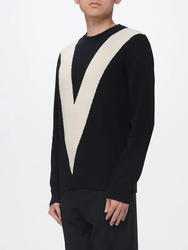 Valentino Garavani Virgin Wool Crew Neck Sweater With Vlogo Signature Monogram - Black