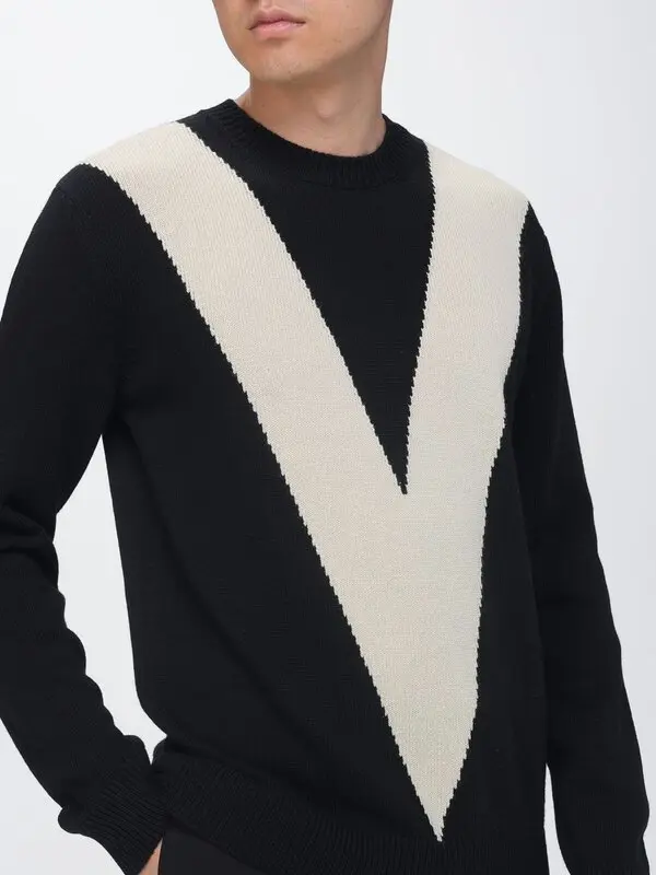 Valentino Garavani Virgin Wool Crew Neck Sweater With Vlogo Signature Monogram - Black