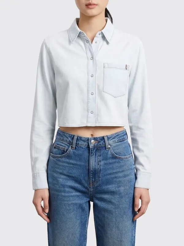 Patrizia Pepe Cropped Lyocell Shirt - White