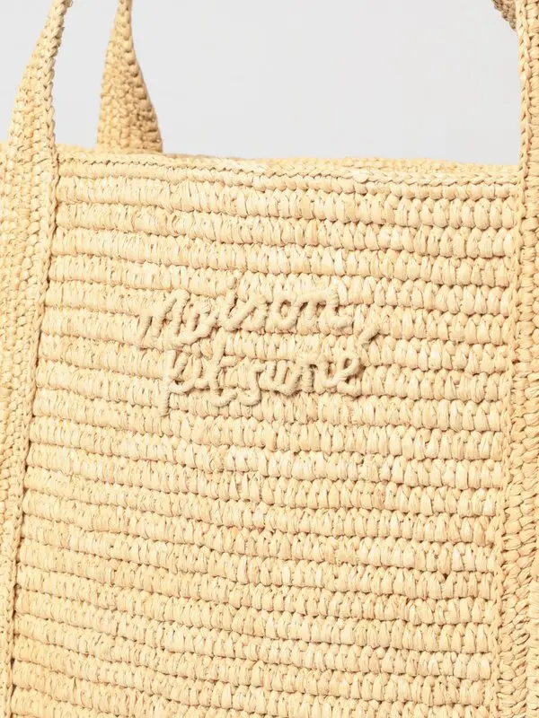 Maison Kitsuné Crochet Raffia Tote Bag - Beige