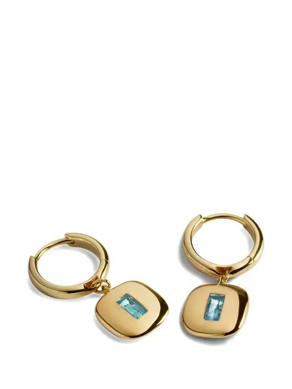Monica Vinader Gemdrop Hoop Earrings With Blue Topaz