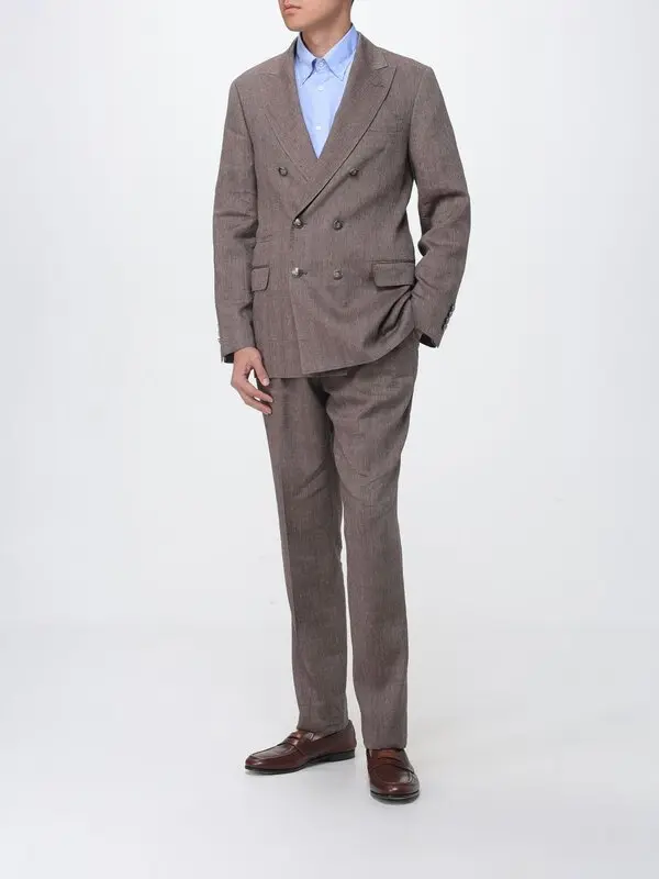 Brunello Cucinelli Double-breasted Linen Blend Dress - Brown