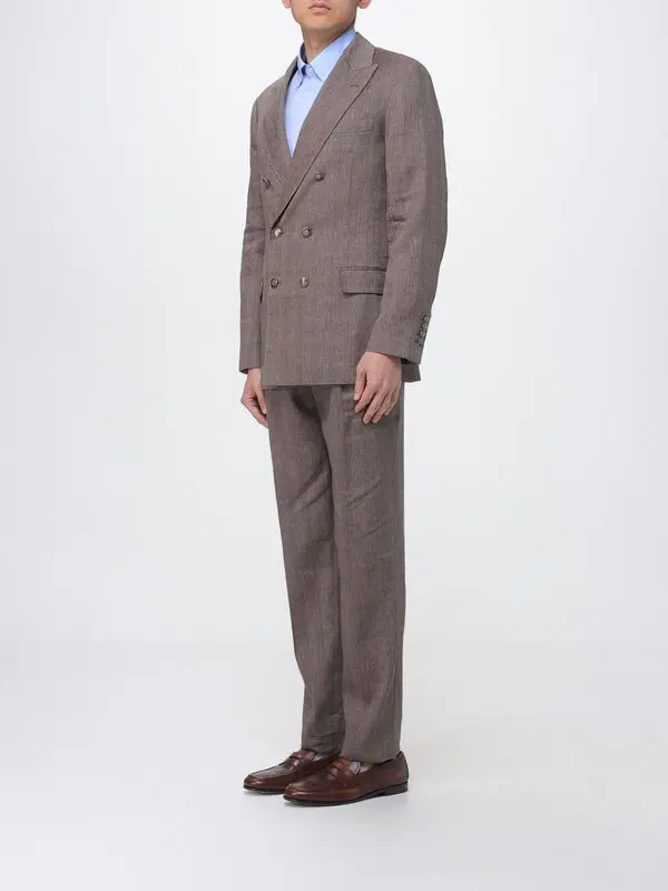 Brunello Cucinelli Double-breasted Linen Blend Dress - Brown