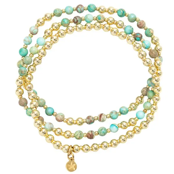 STARFISH PROJECT Gold / Blue Light We Carry Bracelet Set In Turquoise - Gold/blue