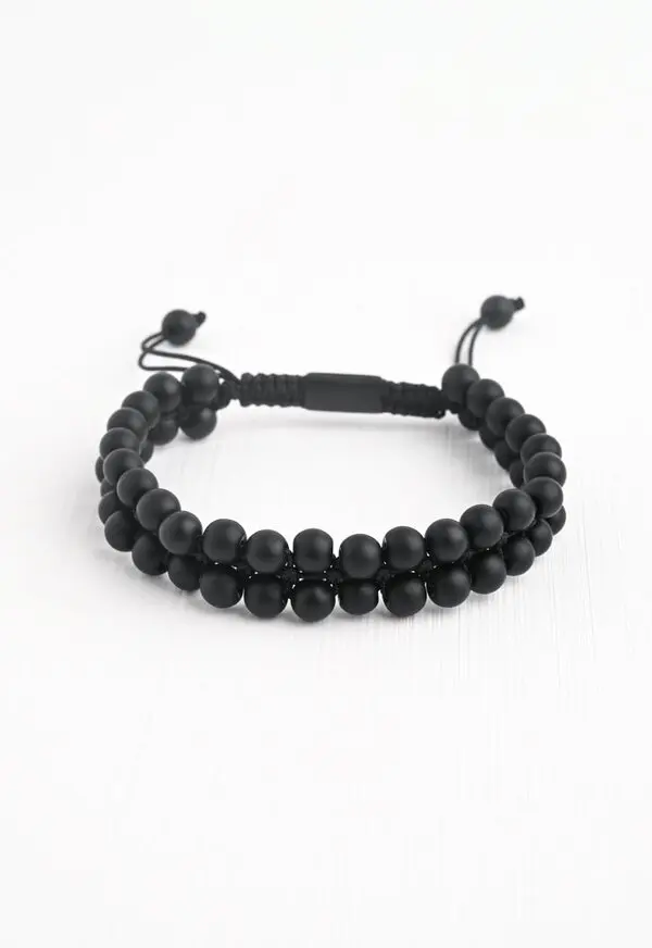 STARFISH PROJECT Helix Matte Agate Rope Beaded Bracelet - Black