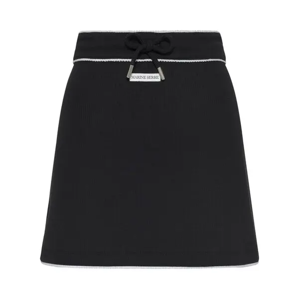 MARINE SERRE Mini Skirt With Drawstring Detail - Black