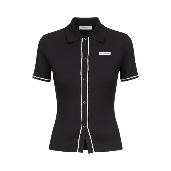MARINE SERRE Short-sleeve Polo Shirt - Black