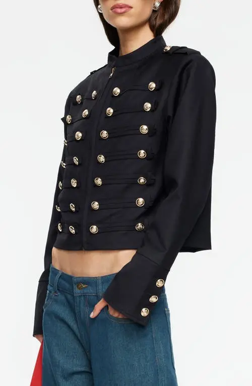 Lioness Rush Hour Crop Jacket With Band Collar And Zip-up Front