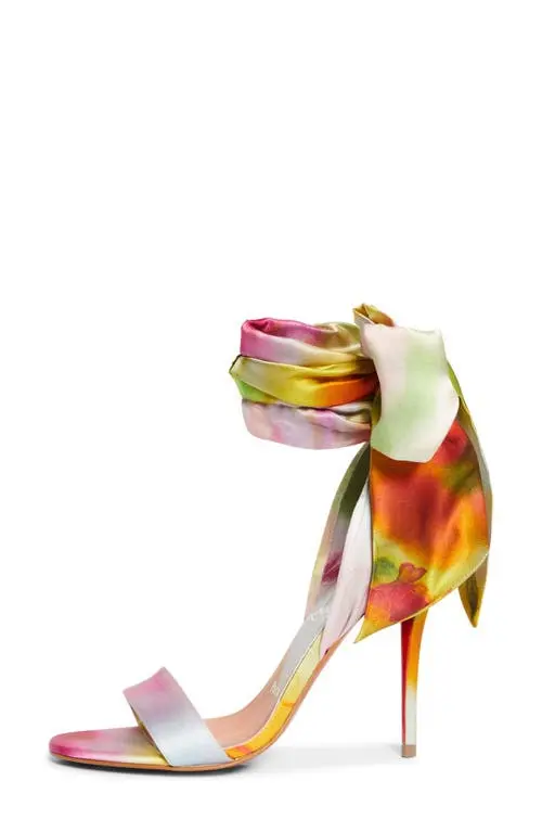 CHRISTIAN LOUBOUTIN Miss Z Du Desert Ankle Wrap Stiletto Sandals - Pink Multi