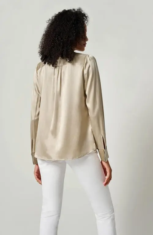 Lilysilk Charmeuse Silk Blouse With Metal Chain Detail - Medium Brown