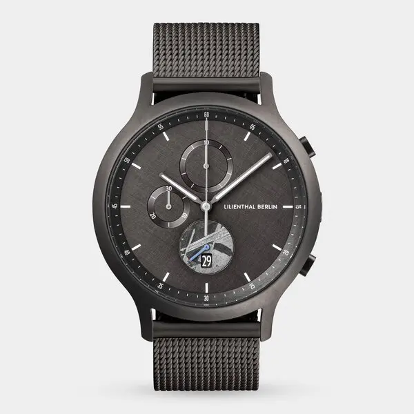 Lilienthal Berlin Chronograph Meteorite I Mesh Anthracite Matte - Gray