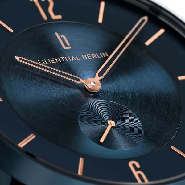 Lilienthal Berlin Rose Gold Mesh Glossy Watch - Blue