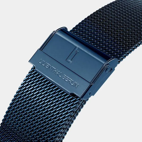 Lilienthal Berlin Rose Gold Mesh Glossy Watch - Blue