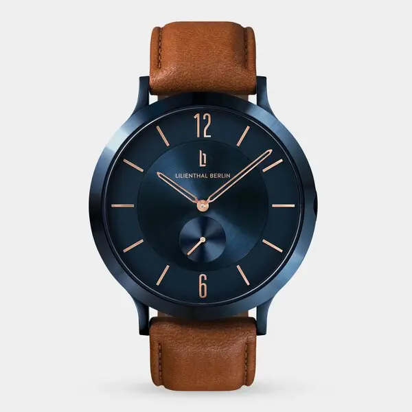 Lilienthal Berlin The Classic Rose Gold Leather Watch - Blue