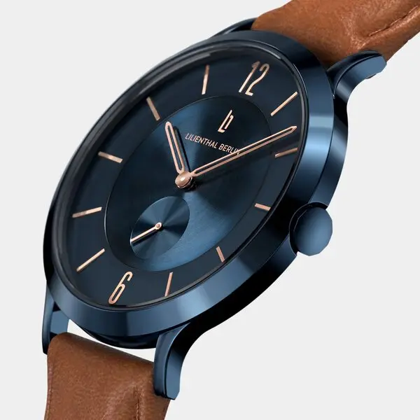 Lilienthal Berlin The Classic Rose Gold Leather Watch - Blue