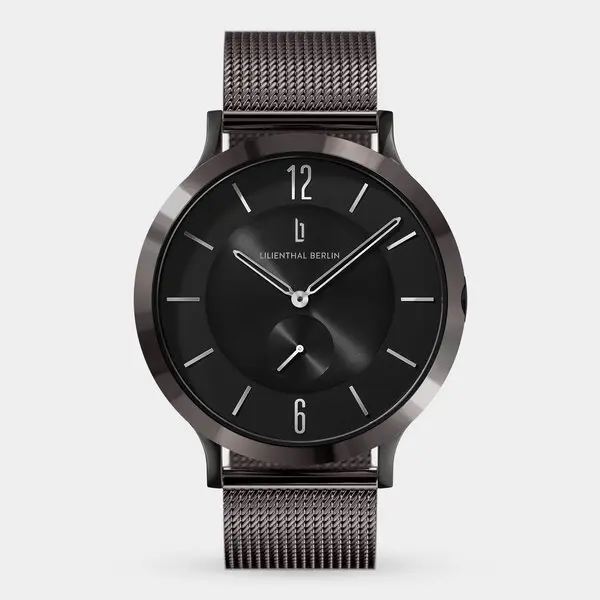 Lilienthal Berlin Classic Dark Silver Mesh Anthracite Glossy Watch - Black