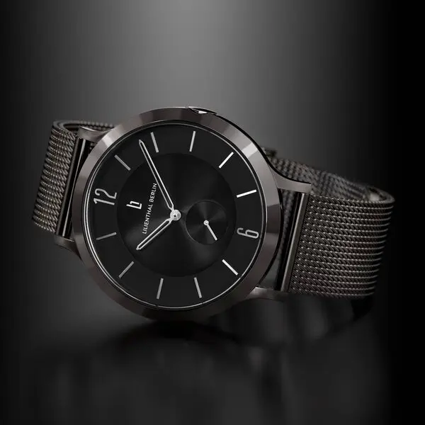 Lilienthal Berlin Classic Dark Silver Mesh Anthracite Glossy Watch