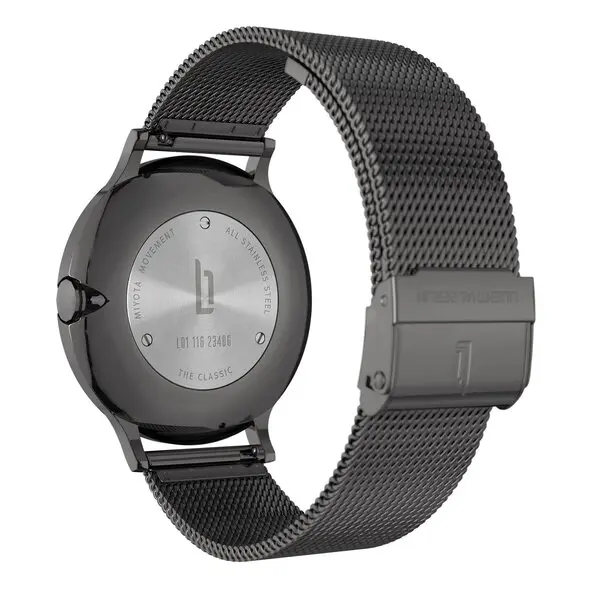 Lilienthal Berlin Classic Dark Silver Mesh Anthracite Glossy Watch