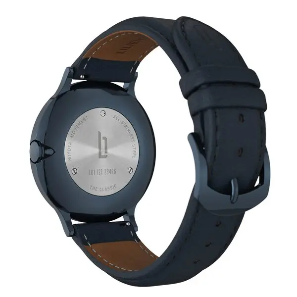 Lilienthal Berlin The Classic Rose Gold Leather Strap Watch - Blue