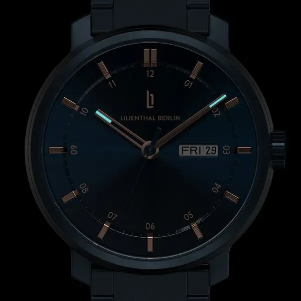 Lilienthal Berlin Neolux Day Date Automatic Rose Gold Stainless Steel Watch