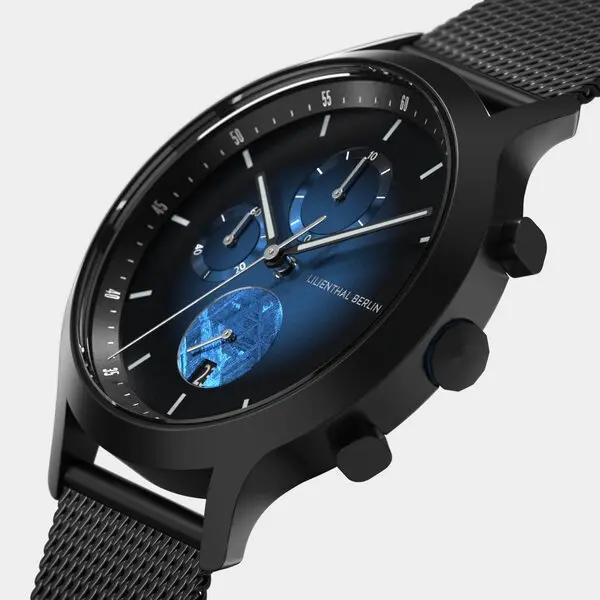 Lilienthal Berlin Chronograph Meteorite Flare Mesh Black Matte