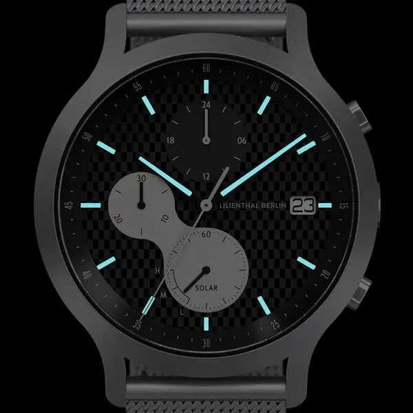 Lilienthal Berlin Chronograph Limited Edition Solar Iii Mesh Silver Matte Watch