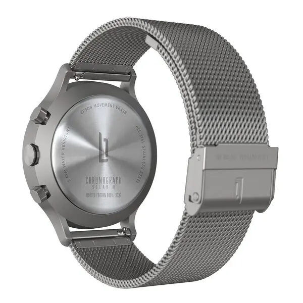 Lilienthal Berlin Chronograph Limited Edition Solar Iii Mesh Silver Matte Watch