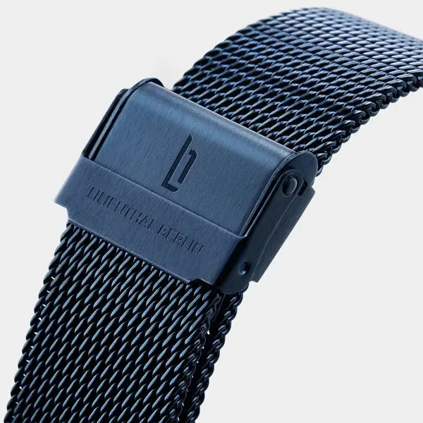 Lilienthal Berlin Octachrono Orange Mesh Brushed Chronograph Watch - Blue