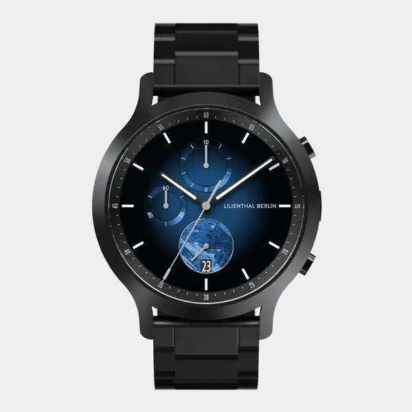 Lilienthal Berlin Chronograph Meteorite Flare Stainless Steel Matte - Blue