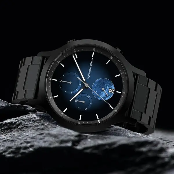 Lilienthal Berlin Chronograph Meteorite Flare Stainless Steel Matte - Blue