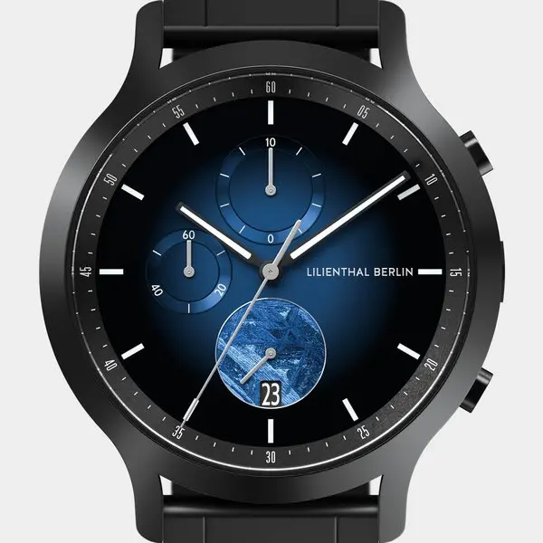 Lilienthal Berlin Chronograph Meteorite Flare Stainless Steel Matte - Blue