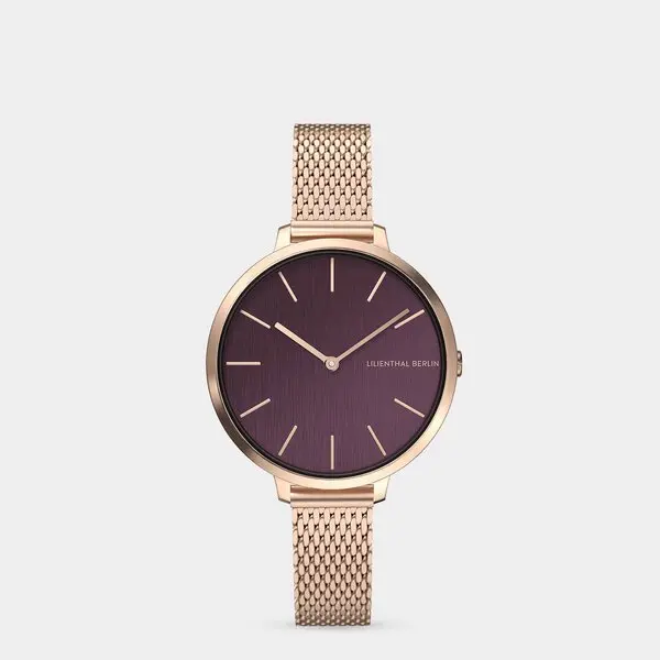 Lilienthal Berlin Rosalux Rose Gold Mesh Watch - Red