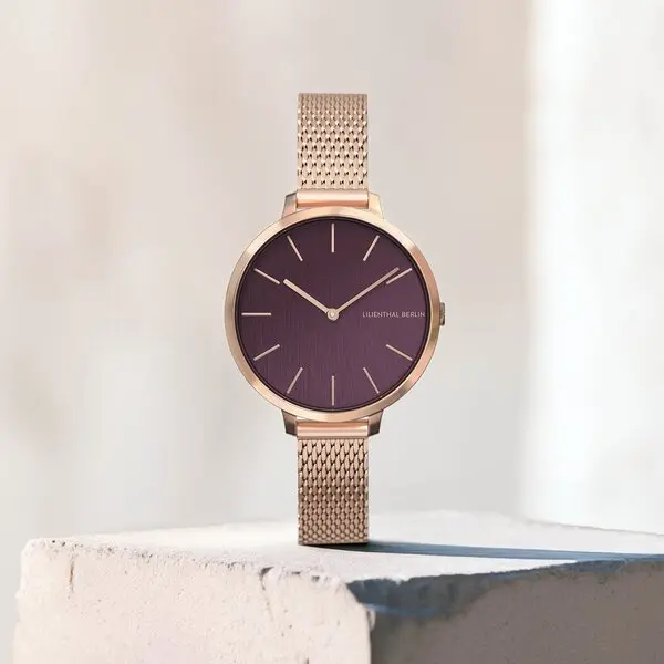 Lilienthal Berlin Rosalux Rose Gold Mesh Watch - Red
