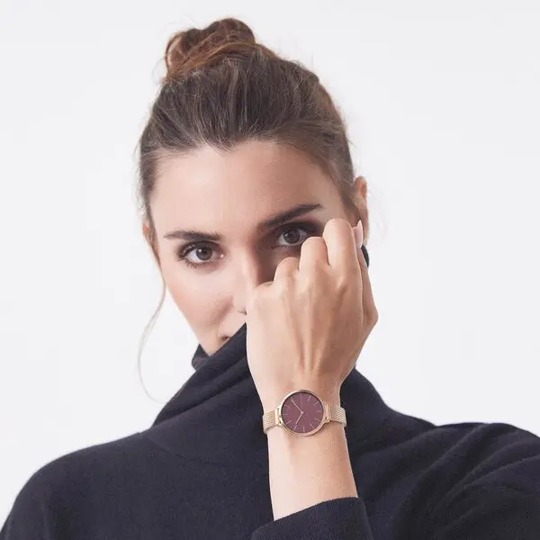 Lilienthal Berlin Rosalux Rose Gold Mesh Watch - Red