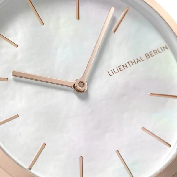 Lilienthal Berlin Rosalux Rose Gold Mesh Watch With Mother Of Pearl Dial - White