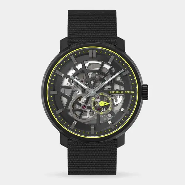Lilienthal Berlin Skeletonized Automatic Watch With Textile Strap - Black